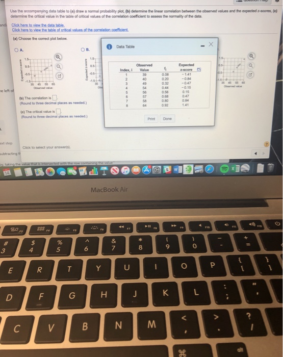Solved Use the accompanying datatable to (s) draw a normal | Chegg.com