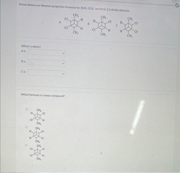 Solved Shown below are Newman projection formulas for (R,R) | Chegg.com