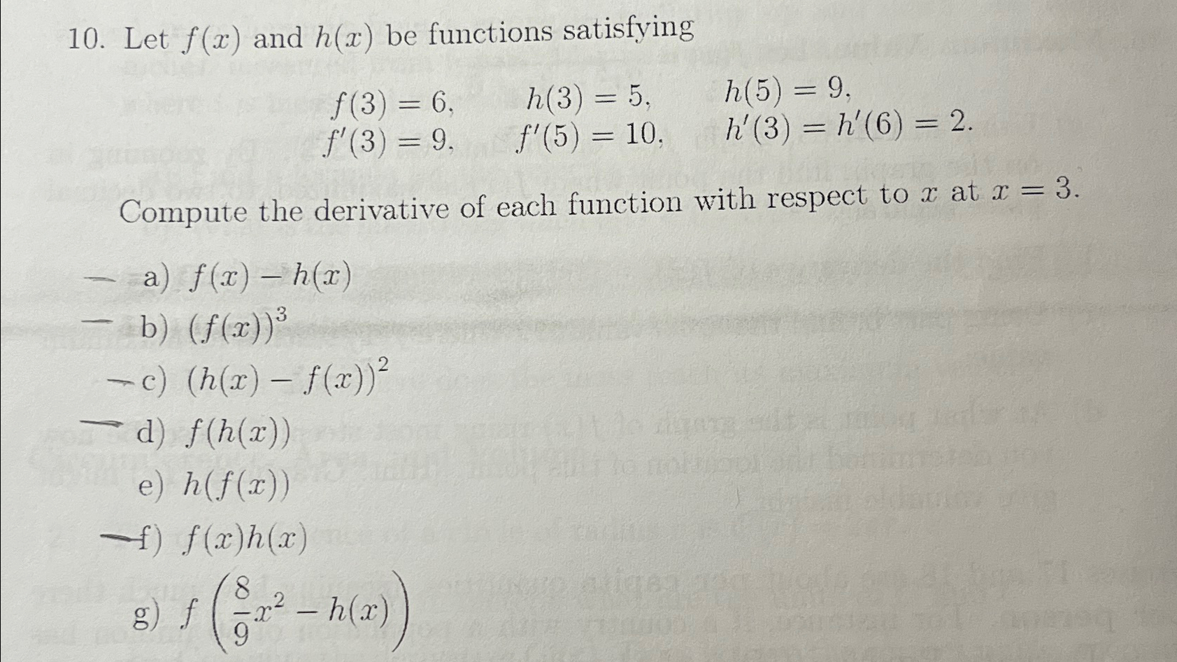 Solved Let f(x) ﻿and h(x) ﻿be functions | Chegg.com