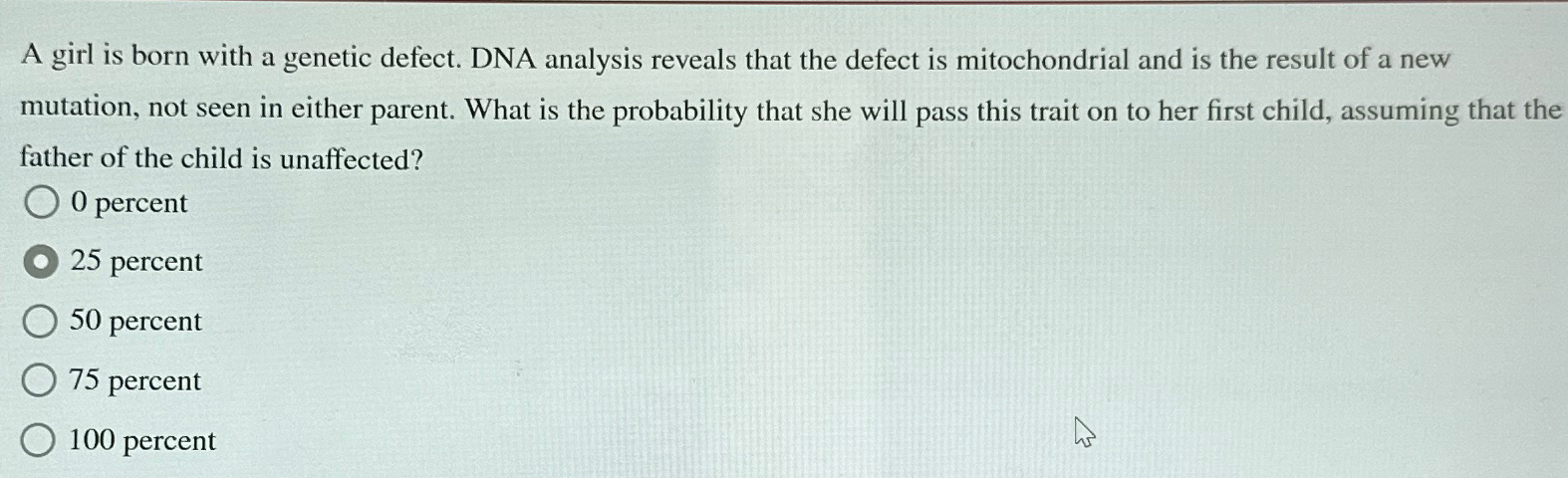 Solved A girl is born with a genetic defect. DNA analysis | Chegg.com