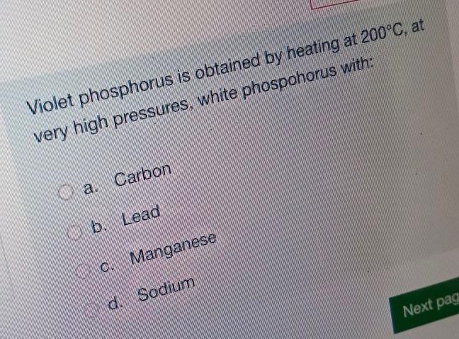 Solved Violet phosphorus is obtained by heating at 200°C, at | Chegg.com