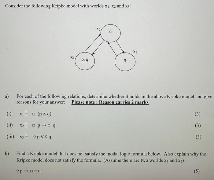 Solved Consider the following Kripke model with worlds x1,x2 | Chegg.com