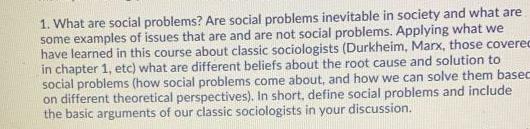Solved 1. What are social problems? Are social problems | Chegg.com