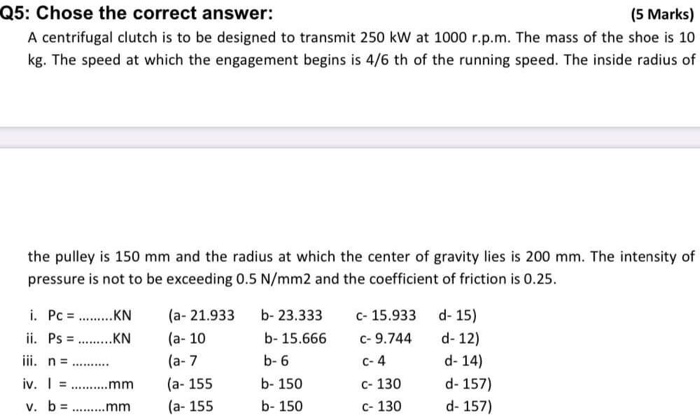 Solved Q5: Chose the correct answer: (5 Marks) A centrifugal | Chegg.com Solved Q5: Chose the correct answer: (5 Marks) A centrifugal | Chegg.com