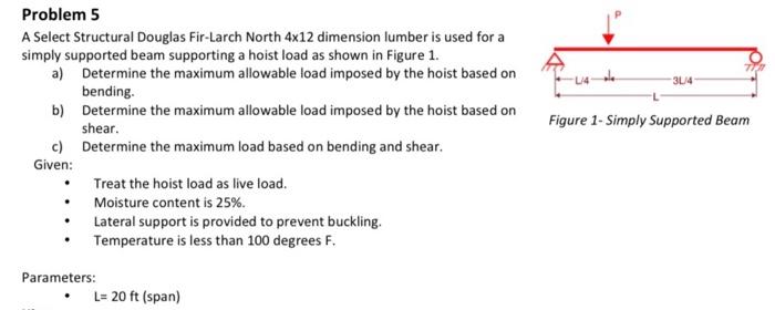 Solved Problem 5 A Select Structural Douglas Fir-Larch North | Chegg.com