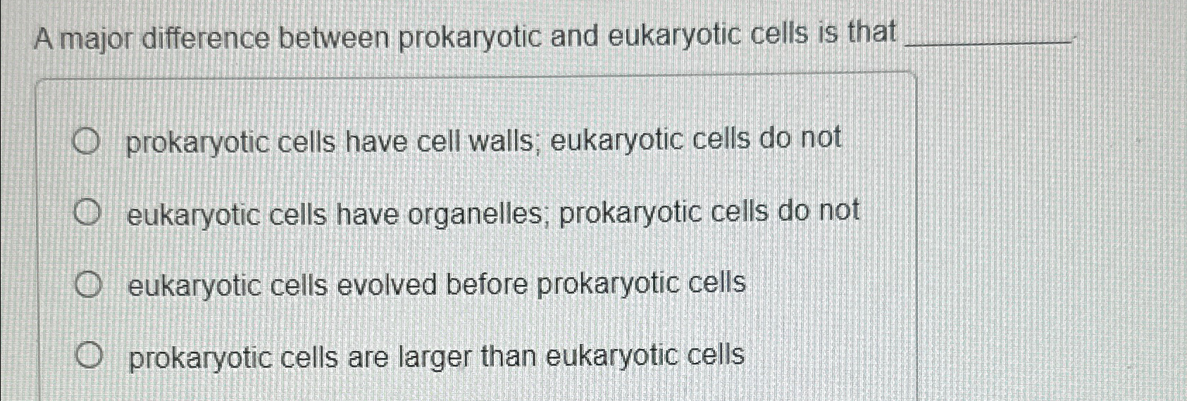 Solved A major difference between prokaryotic and eukaryotic | Chegg.com