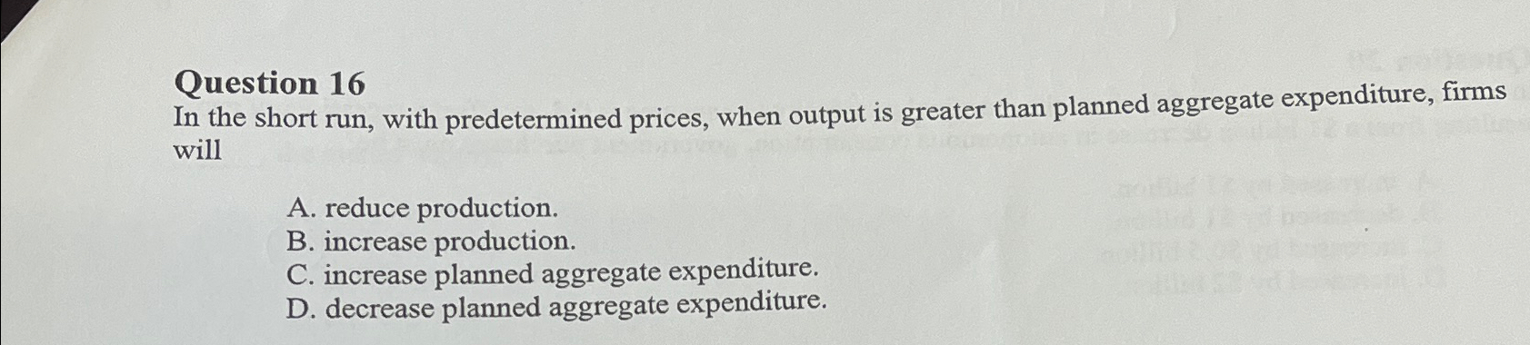 Solved Question 16In the short run, with predetermined | Chegg.com