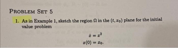 Solved 1. As in Example 1, sketch the region Ω in the (t,x0) | Chegg.com
