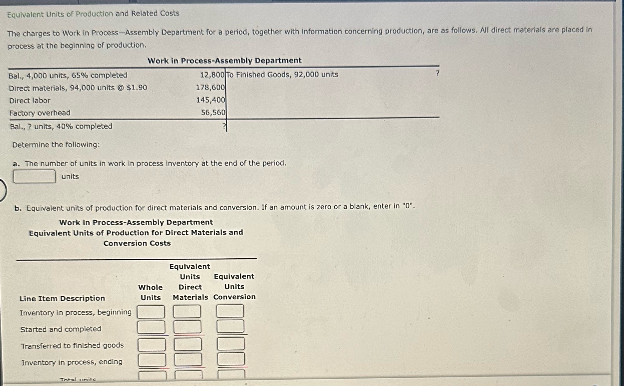 Solved Equivalent units of production.. | Chegg.com