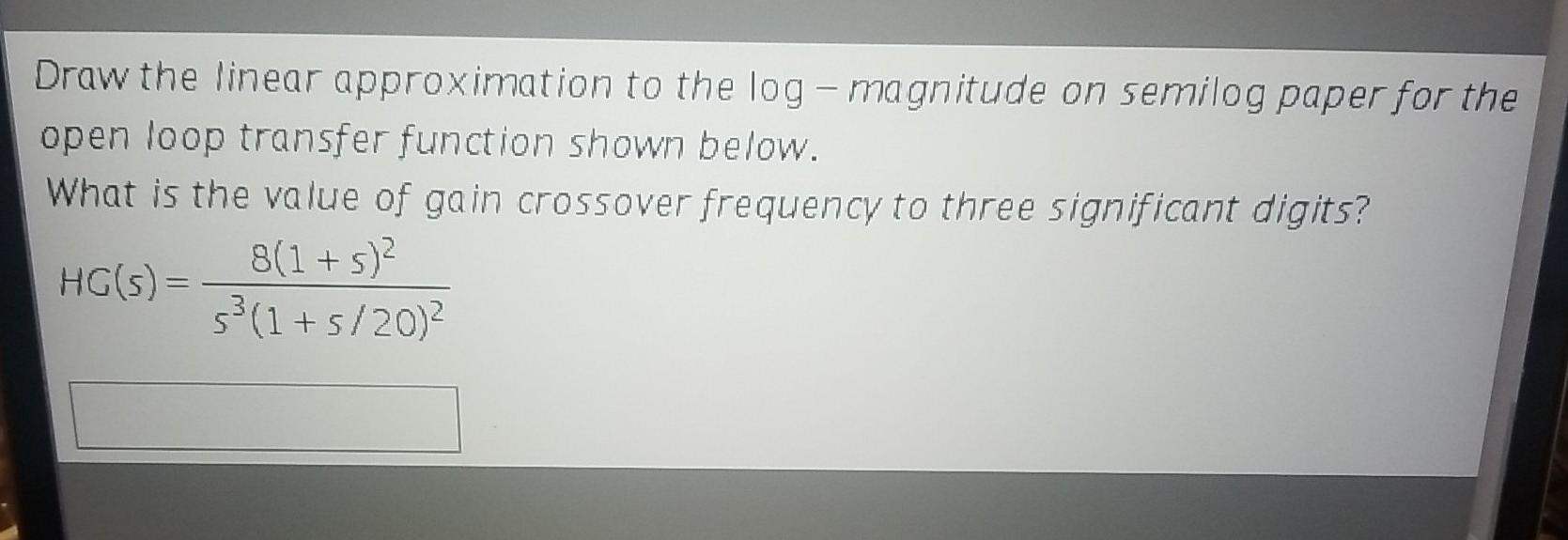 Solved Draw the linear approximation to the log - magnitude | Chegg.com