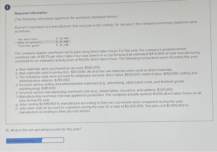 Solved Required information The following information | Chegg.com
