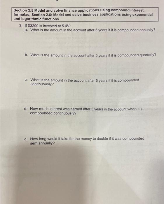 Solved Section 2.5Model and solve finance applications using | Chegg.com