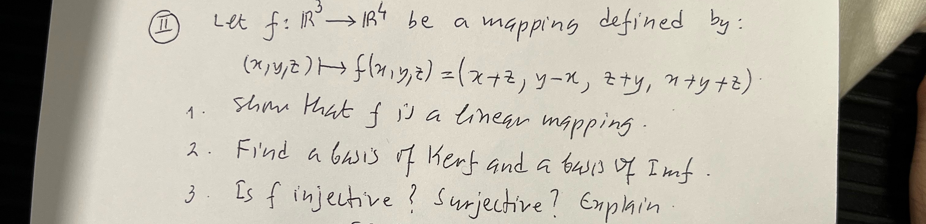 Solved Let f:R3→R4 ﻿be a mappins defined | Chegg.com
