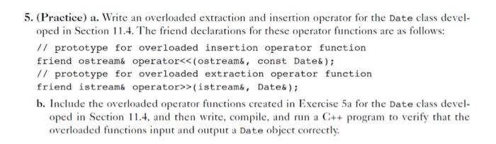 Solved 5. (Practice) a. Write an overloaded extraction and | Chegg.com