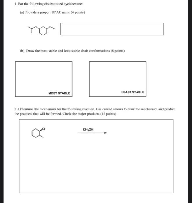 Solved 1. For the following disubstituted cyclohexane (a) | Chegg.com