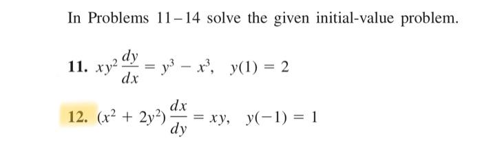 Solved In Problems 11-14 solve the given initial-value | Chegg.com