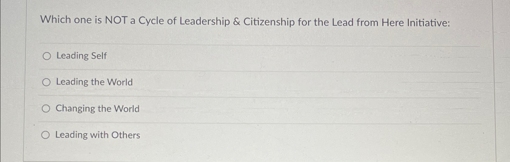 Solved Which one is NOT a Cycle of Leadership & Citizenship | Chegg.com