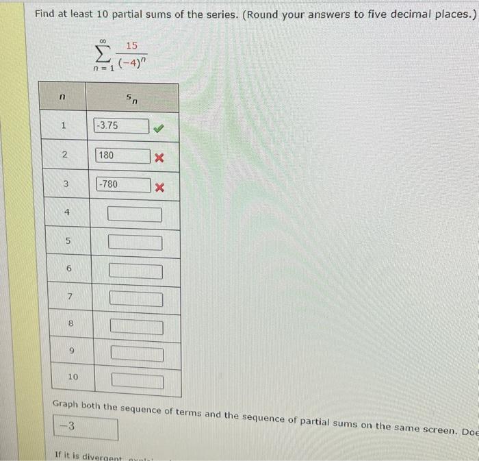 Solved Find at least 10 partial sums of the series. (Round | Chegg.com