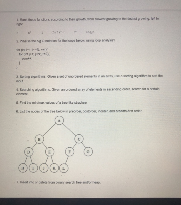 Solved 1. Rank these functions according to their growth, | Chegg.com