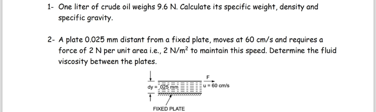 Solved 1- ﻿One liter of crude oil weighs 9.6 ﻿N. ﻿Calculate | Chegg.com
