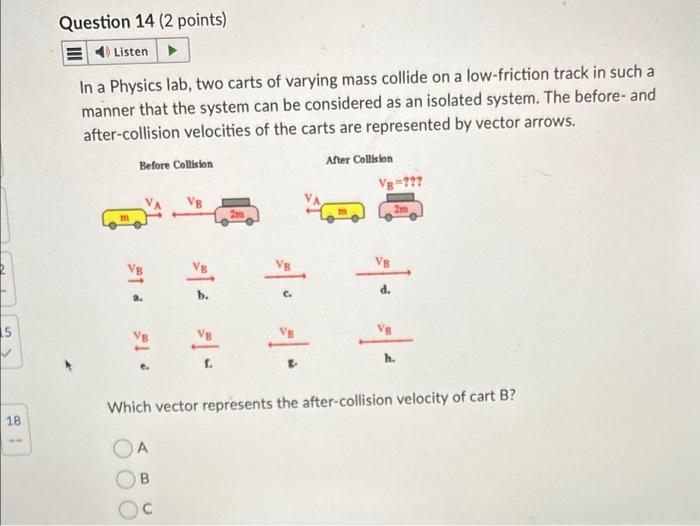 In a Physics lab, two carts of varying mass collide | Chegg.com