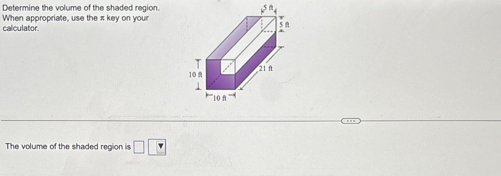 Solved Determine the volume of the shaded region. When | Chegg.com
