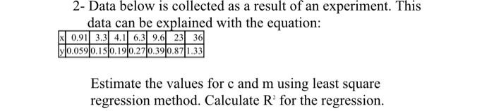 Solved 2- Data below is collected as a result of an | Chegg.com