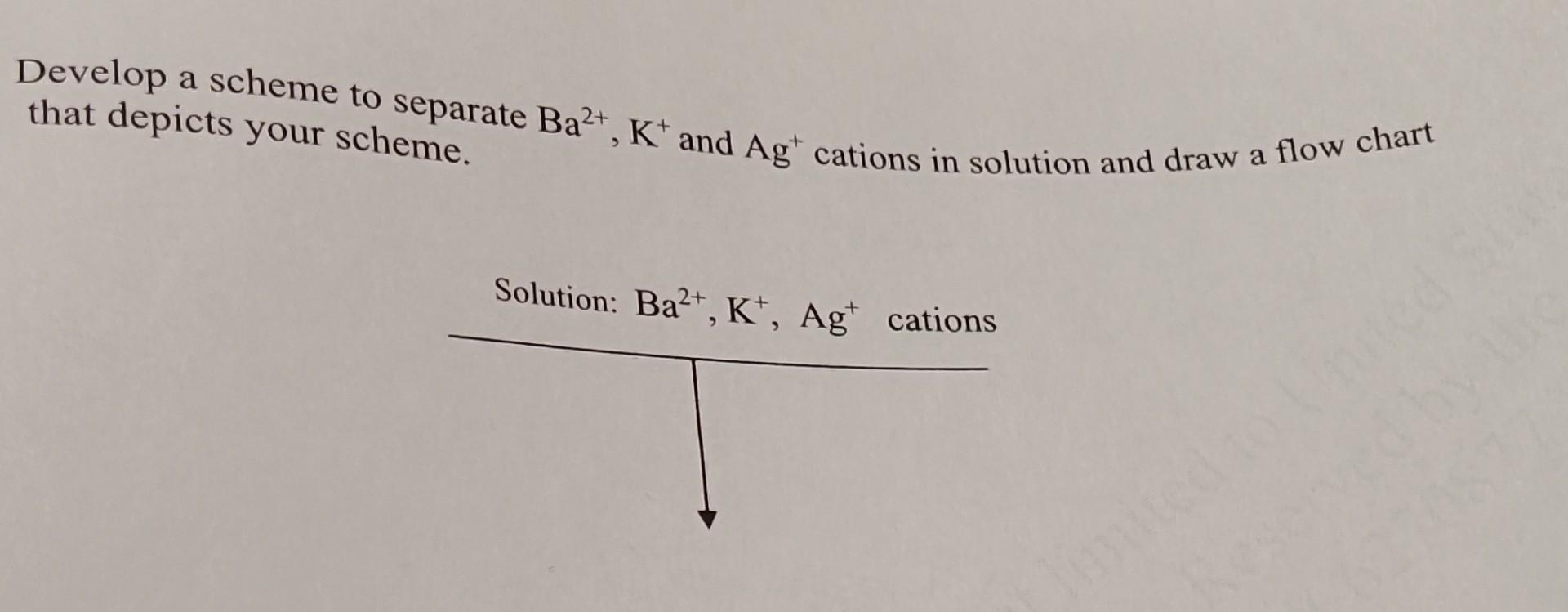 Solved Develop a scheme to separate Ba2+,K+and Ag+cations in | Chegg.com