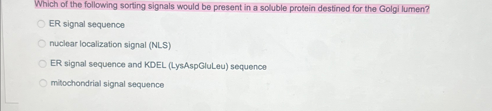 Solved Which of the following sorting signals would be | Chegg.com