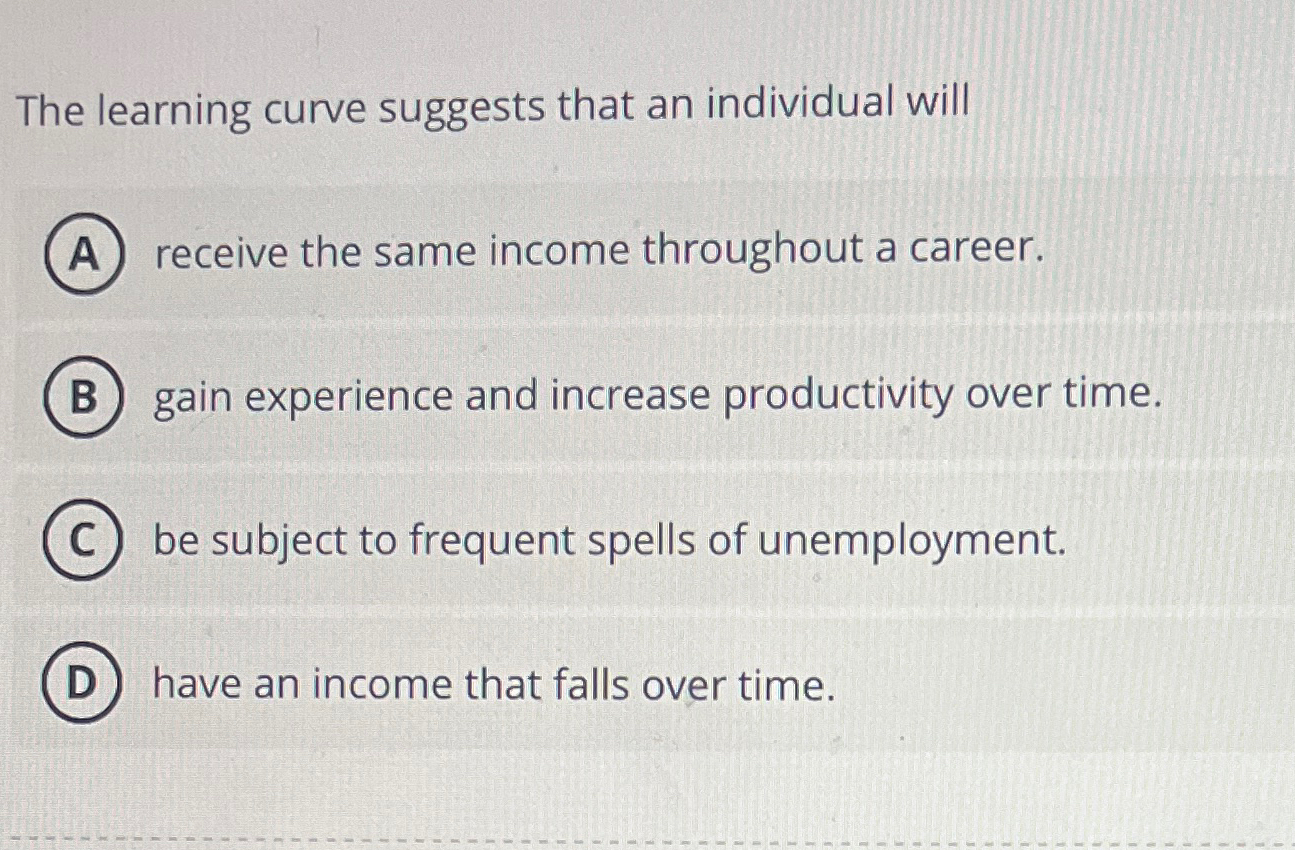 Solved The learning curve suggests that an individual will | Chegg.com