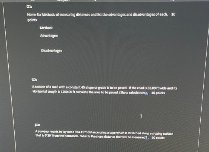 Solved Q1: Name Six Methods of measuring distances and list | Chegg.com