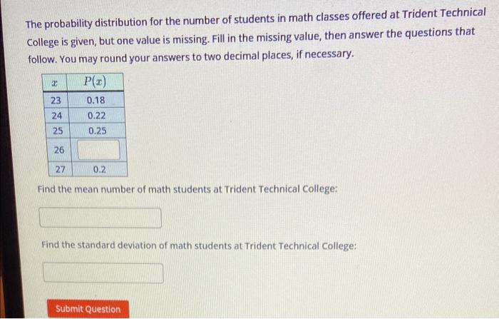 Solved The probability distribution for the number of | Chegg.com
