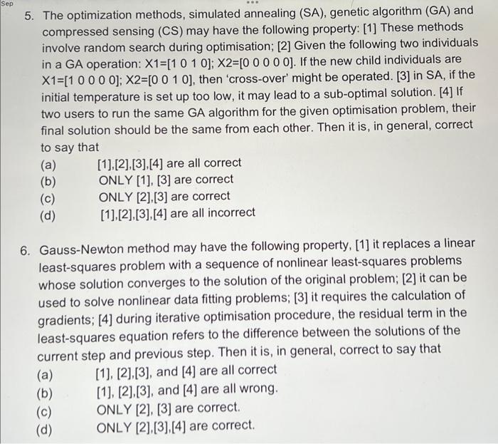 Solved 5. The optimization methods, simulated annealing | Chegg.com