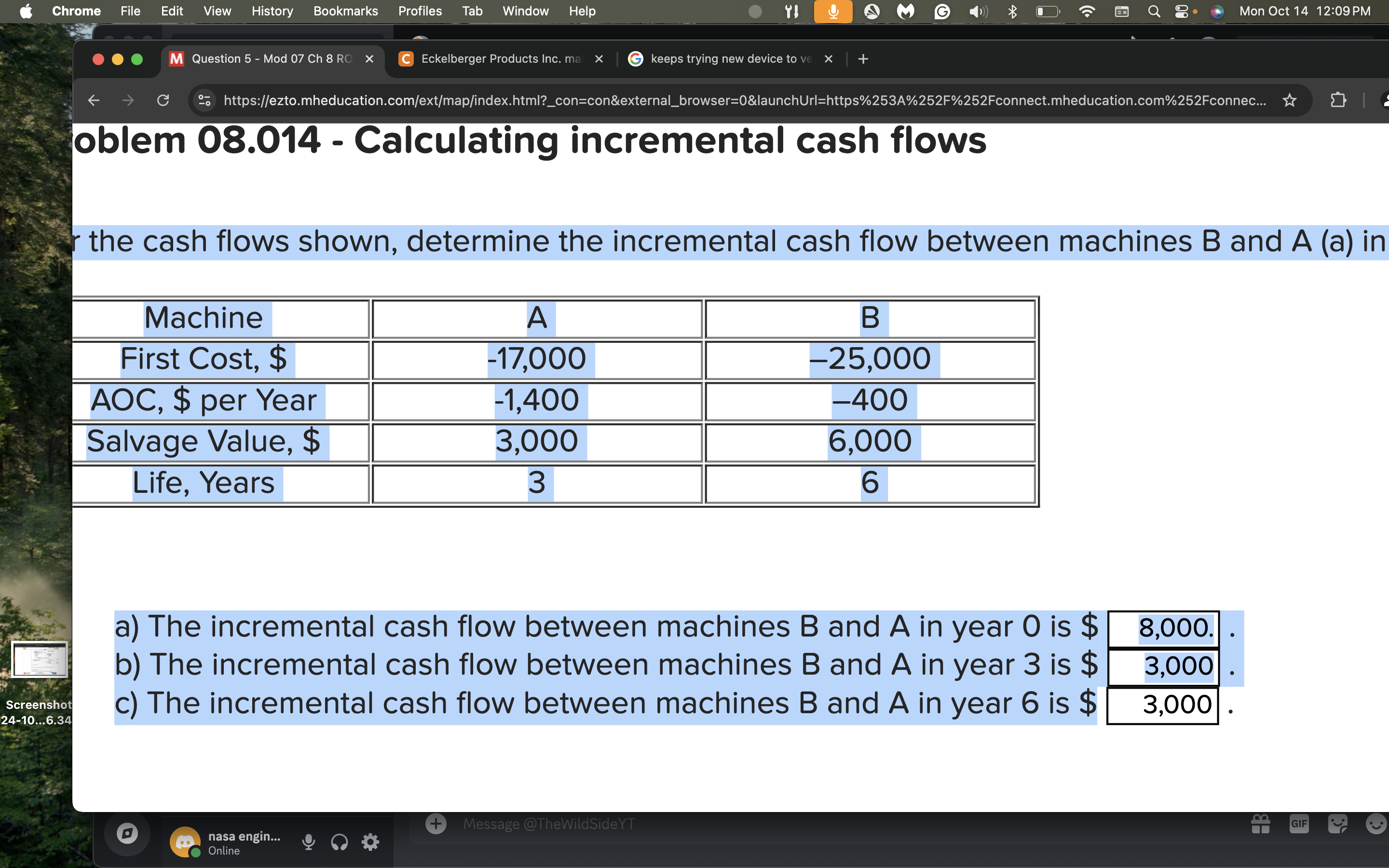 Solved For the cash flows shown, determine the incremental | Chegg.com