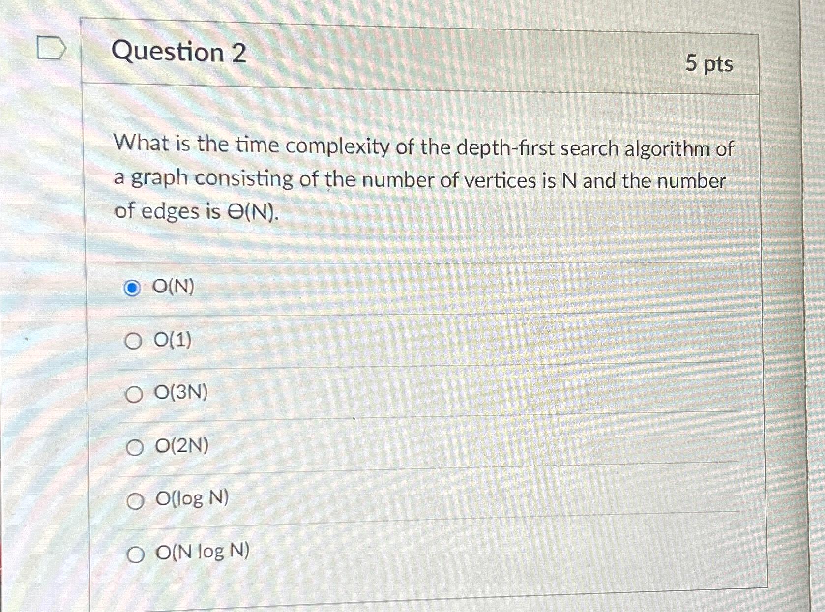Solved Question 25 ﻿ptsWhat is the time complexity of the | Chegg.com