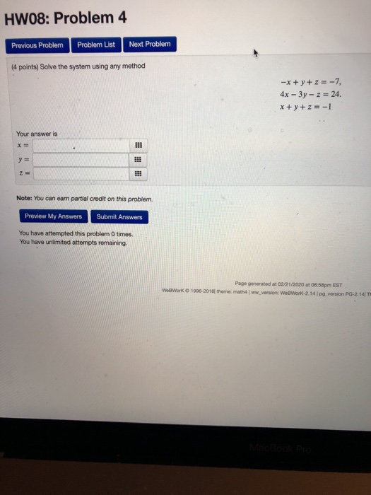 Solved HW08: Problem 4 Previous Problem Problem List Next | Chegg.com Solved HW08: Problem 4 Previous Problem Problem List Next | Chegg.com