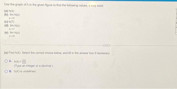 Solved Use the graph of h in the given figure to find the | Chegg.com