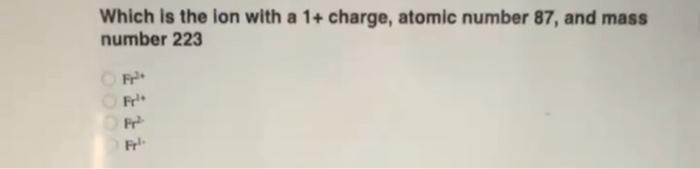 Solved Which is the ion with a 1+ charge, atomic number 87, | Chegg.com