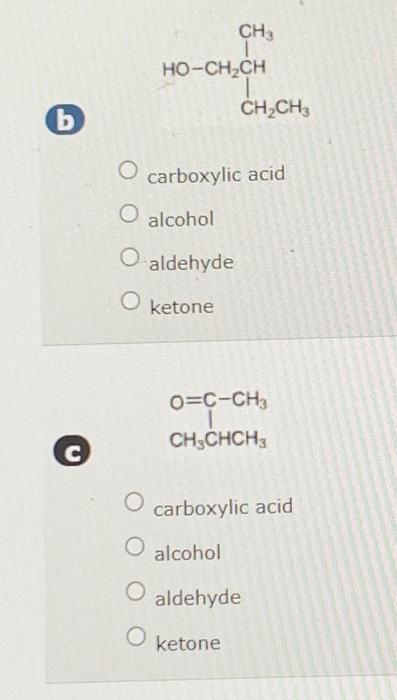 Solved carboxylic acid alcohol aldehyde ketone carboxylic | Chegg.com