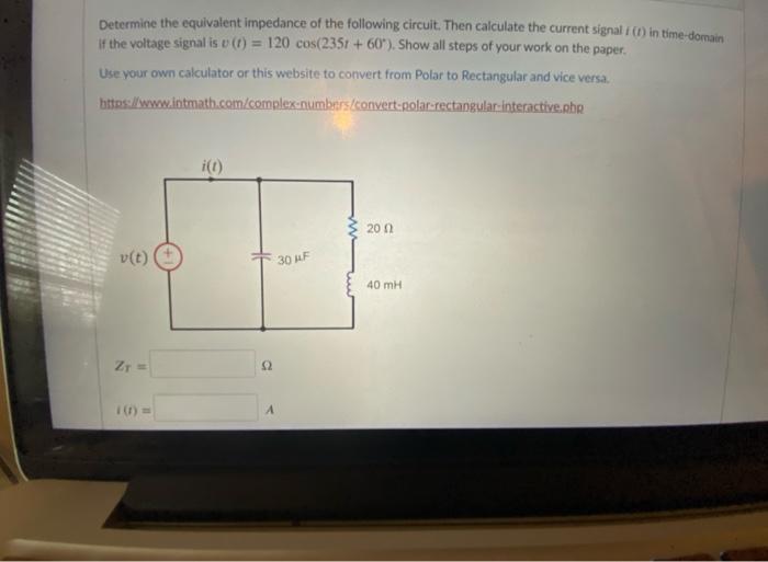 Solved Determine the equivalent impedance of the following | Chegg.com