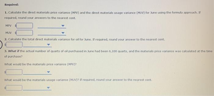 Solved Calculating the Direct Materials Price Variance and | Chegg.com