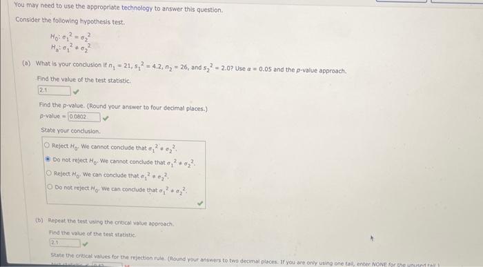 Solved Reject H0. We cannot conclude that σ12 =σ22. Do not | Chegg.com