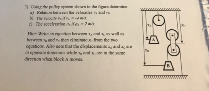 Solved 3) Using the pulley system shown in the figure | Chegg.com
