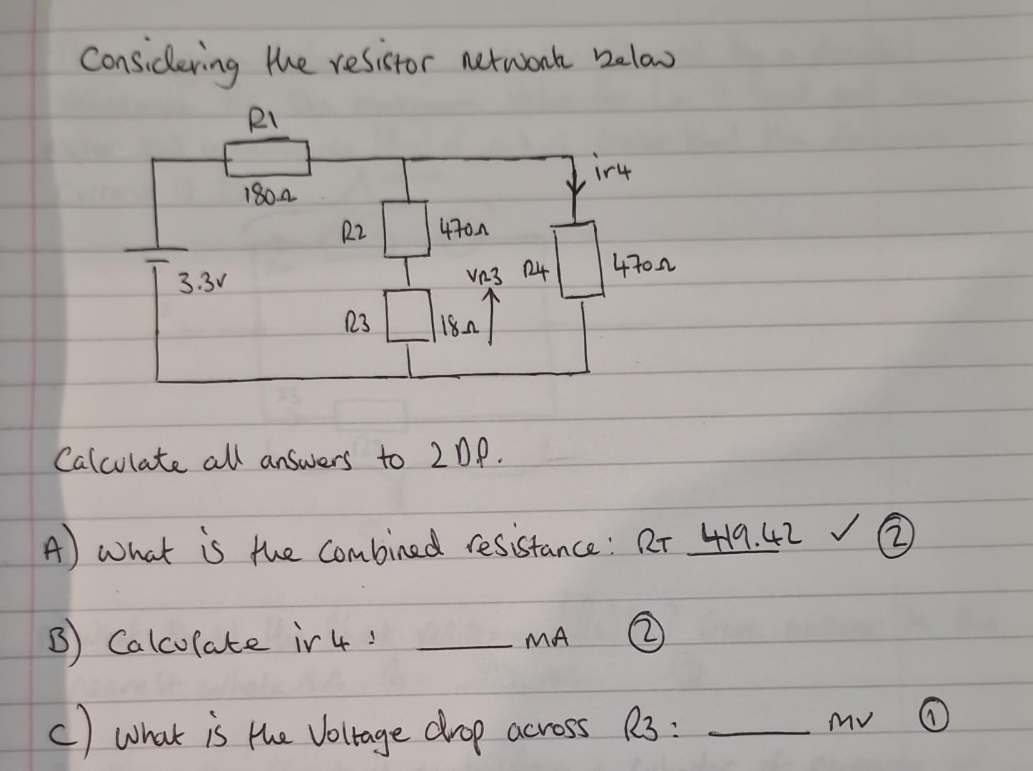 Solved Considering the resistor network below Calculate all | Chegg.com
