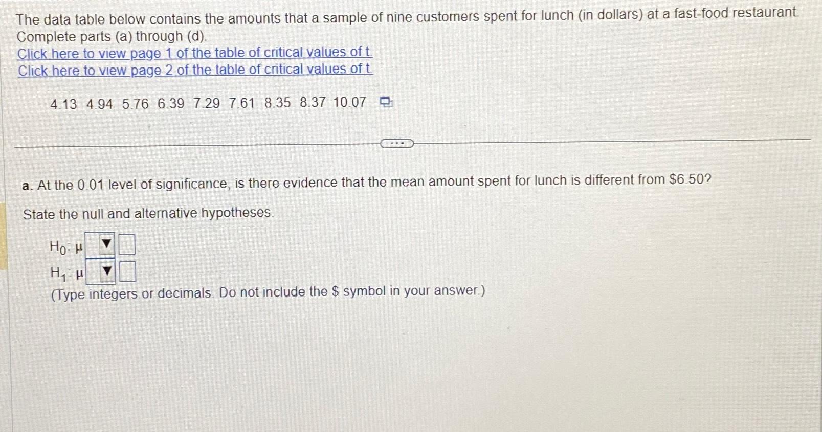 Solved The data table below contains the amounts that a | Chegg.com