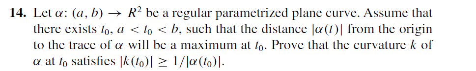 Solved Let α:(a,b)→R2 ﻿be a regular parametrized plane | Chegg.com