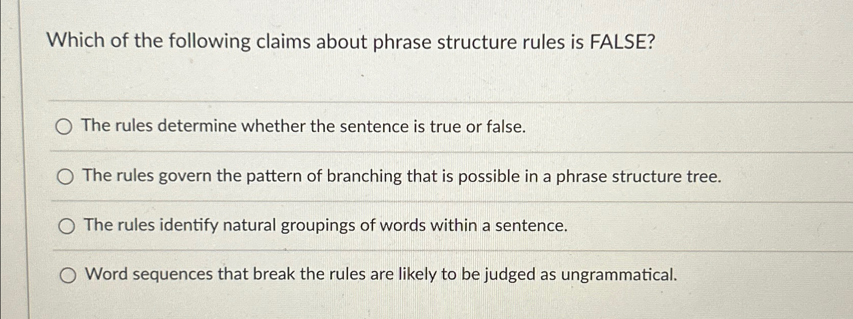 Solved Which of the following claims about phrase structure | Chegg.com