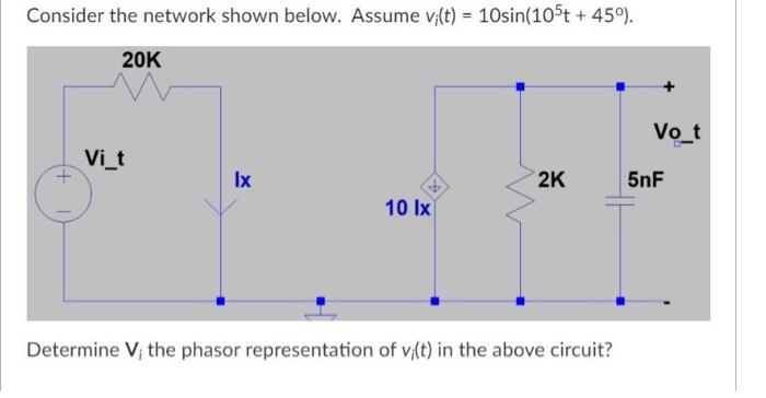 Solved Consider the network shown below. Assume vi(t) = | Chegg.com