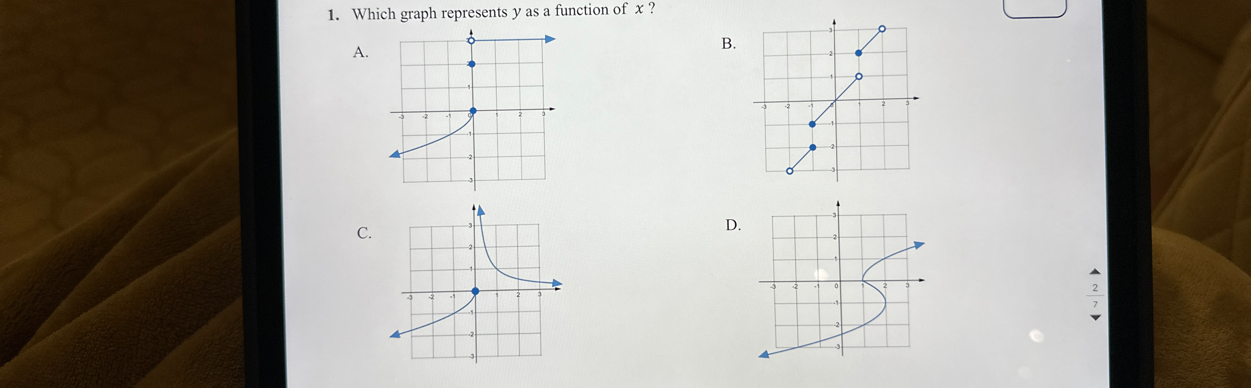 Solved Which graph represents y ﻿as a function of | Chegg.com