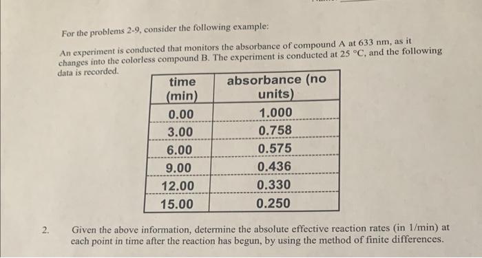Solved For the problems 2-9, consider the following example: | Chegg.com